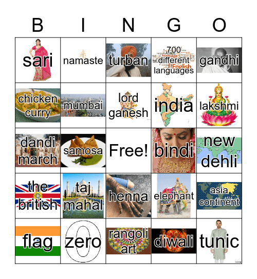 India Bingo Card
