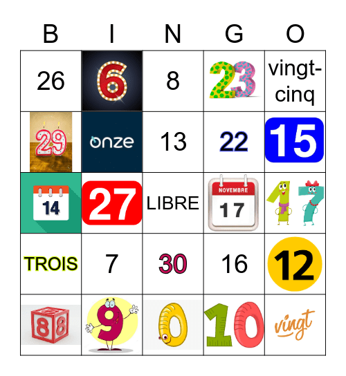 Les Chiffres Bingo Card