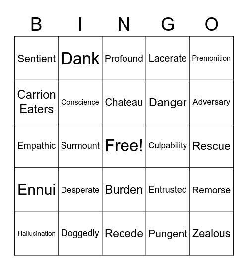 Survival Bingo Card