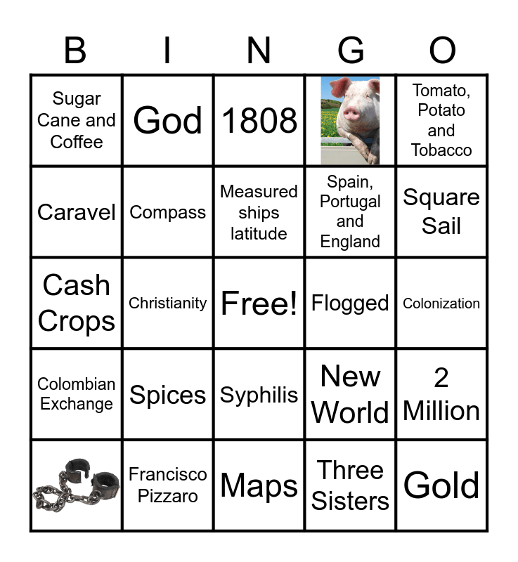 Age of Exploration Bingo Card
