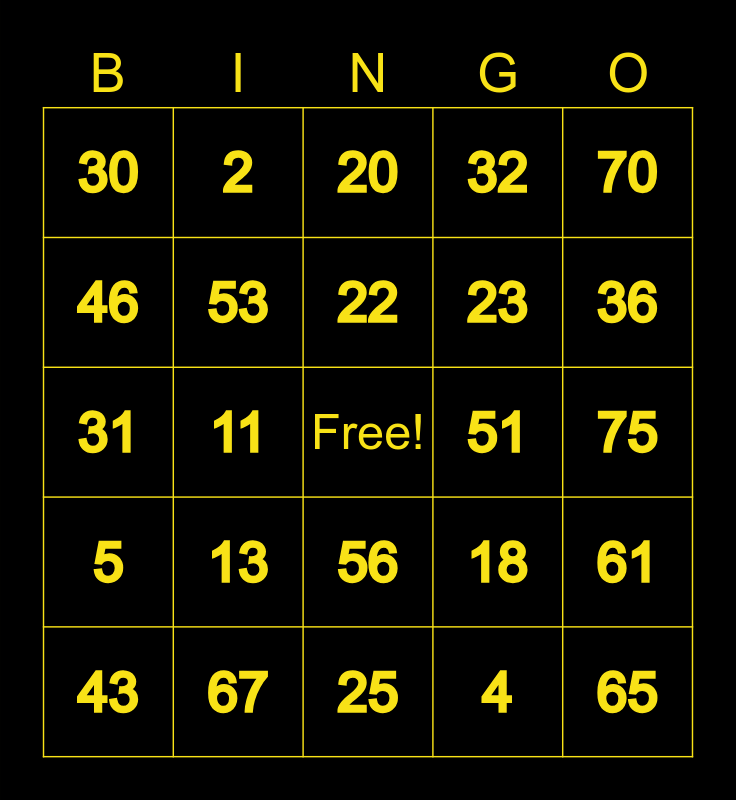 Cross Skill Bingo Card