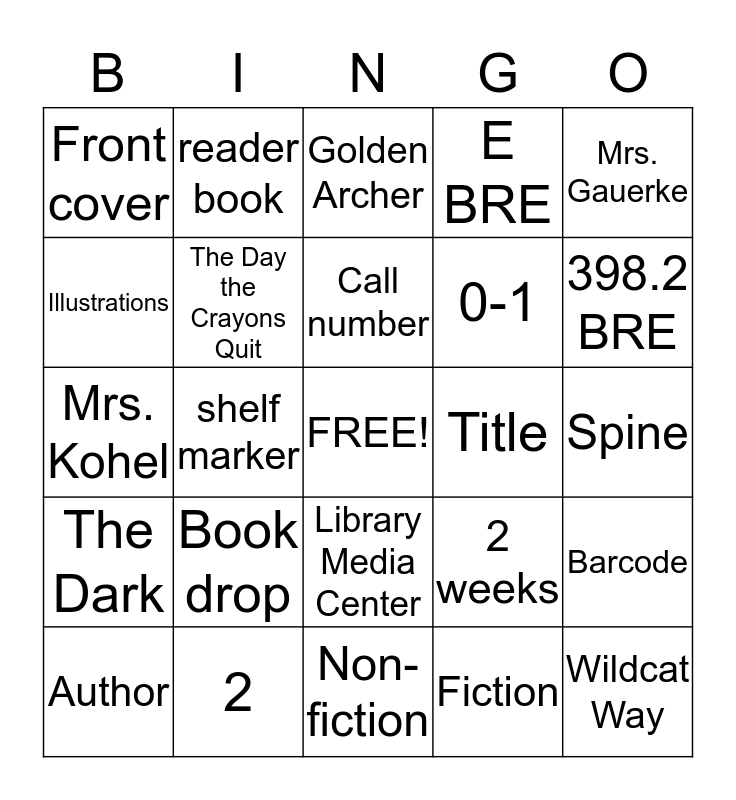 LIBRARY BINGO Card