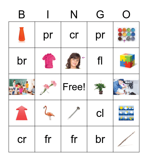 Combinación de Consonantes Sort 27-33 Bingo Card