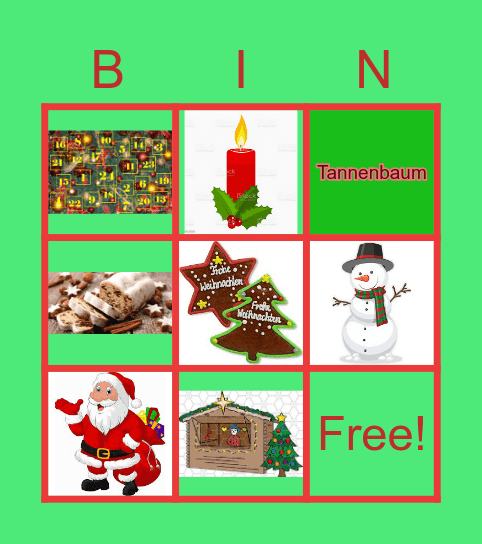 Weihnachten Bingo Card