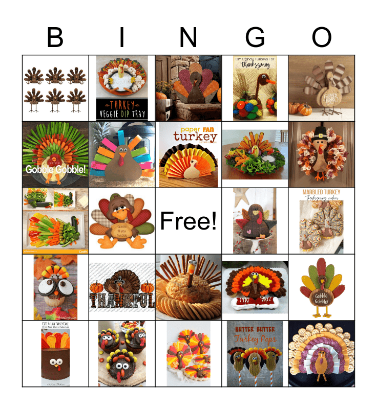 A Turkey Thanksgiving Bingo Card