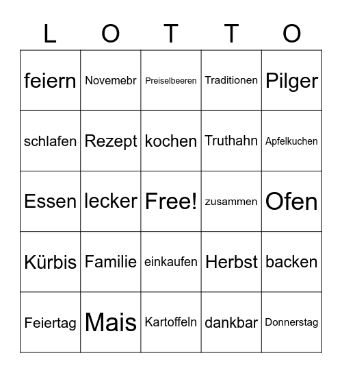 Erntedankfest Bingo Card