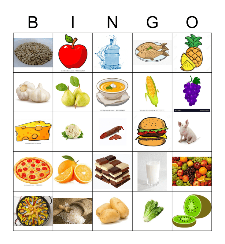 Bingo de la comida Bingo Card