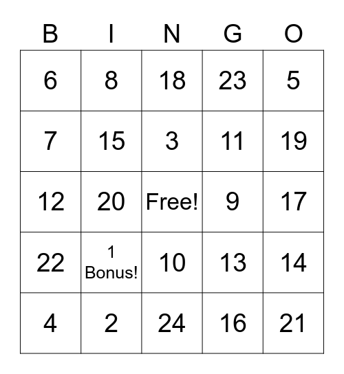 Bus Bingo! Bingo Card