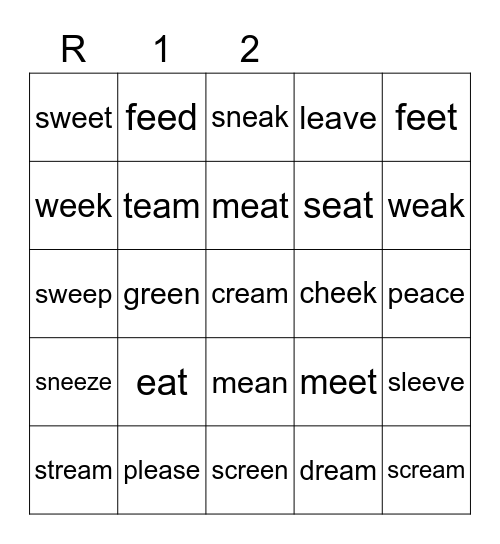 Red 12 Bingo Card