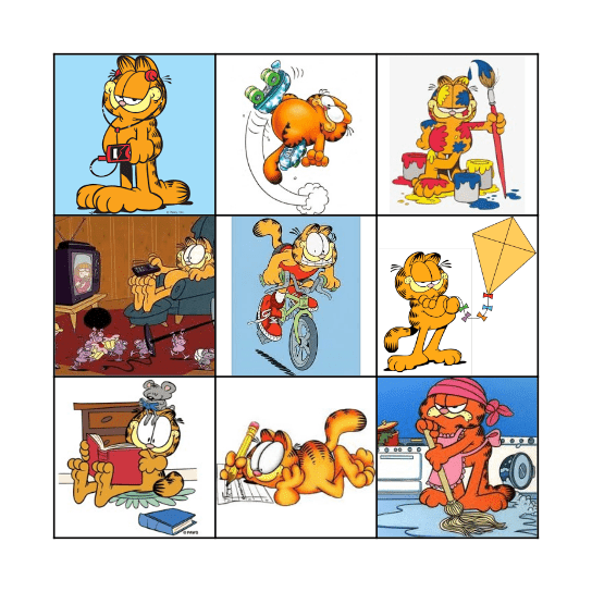 What is Garfield doing? Bingo Card