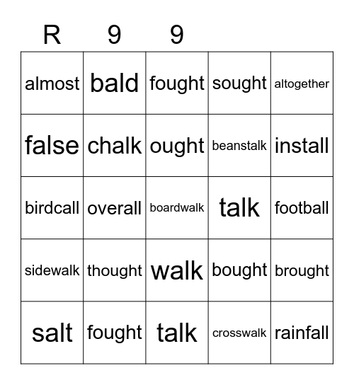 Red 99 Bingo Card