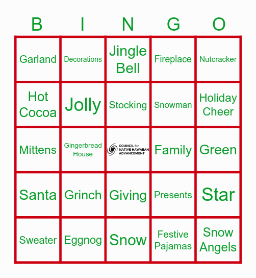 Holiday Bingo Card