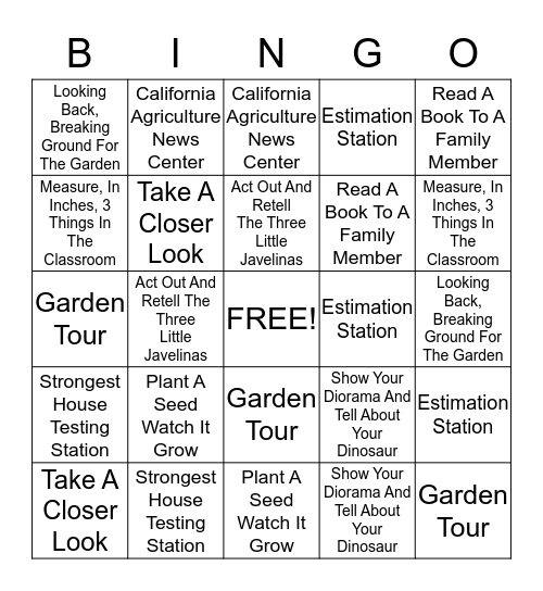 OPEN HOUSE Bingo Card