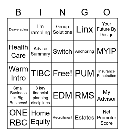 Partner Bingo Card