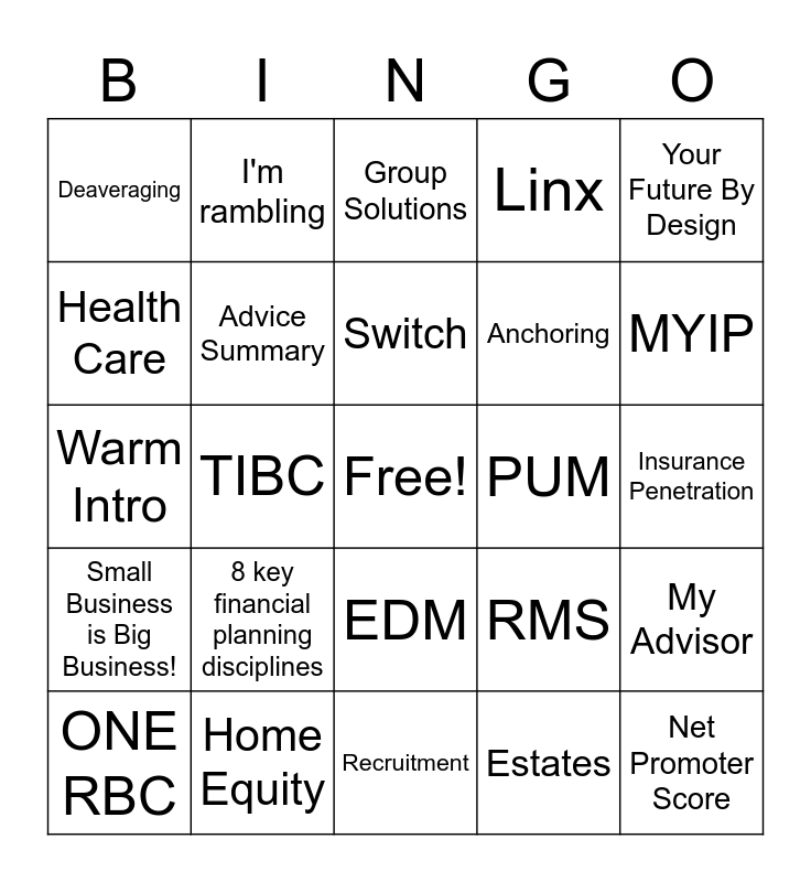 Partner Bingo Card