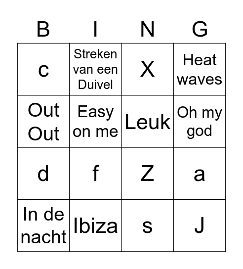 Vette Kerstbingo Card
