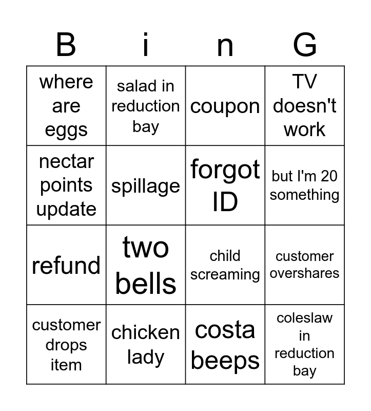 Charlton Hayes Bingo Card