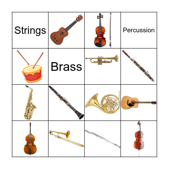 Instrument Bingo Card