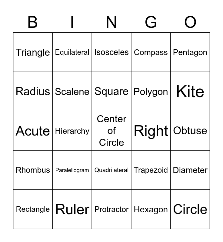 MATH ASSESSMENT Bingo Card