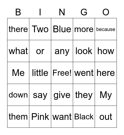 Red Word Bingo Card