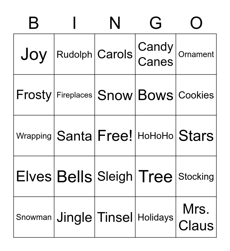 Jingle Bell Bingo Card