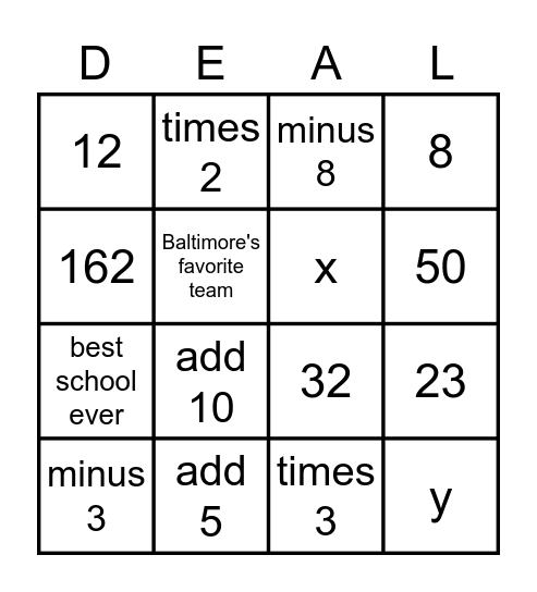 Identifying Sequences Bingo Card