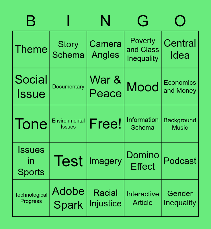 Literary Nonfiction Bingo Card