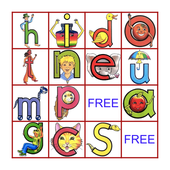 Letterland Bingo Card