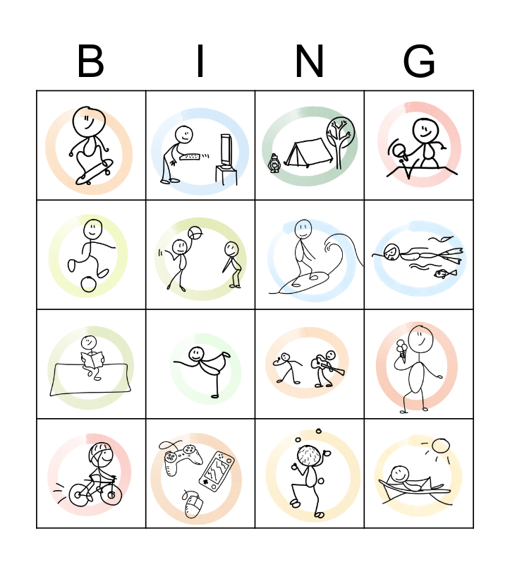 Les vacances d'été Bingo Card
