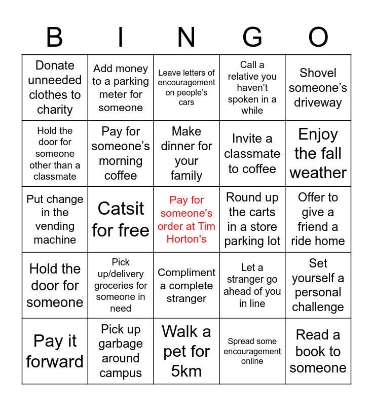 Community BINGO Card