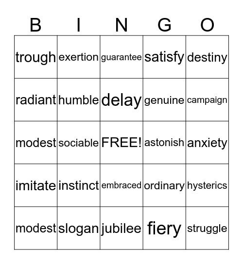 Charlotte's Web Bingo Card