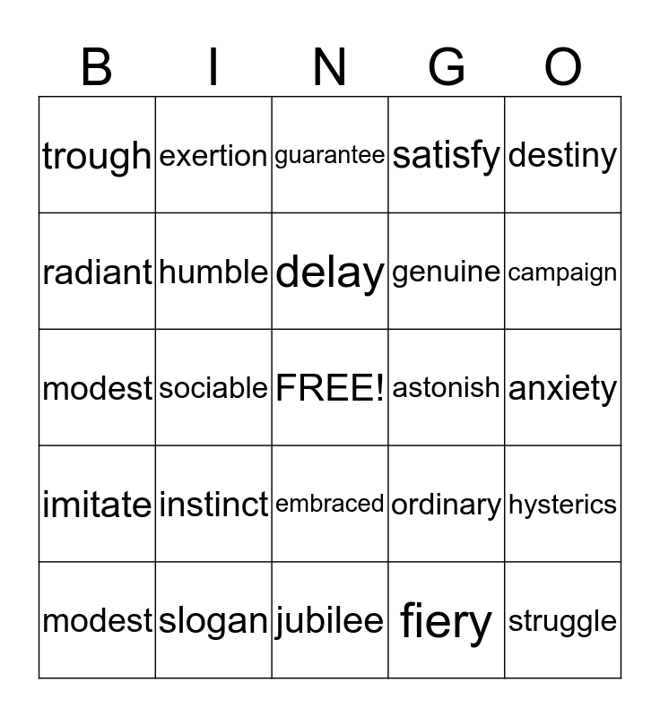 Charlotte's Web Bingo Card