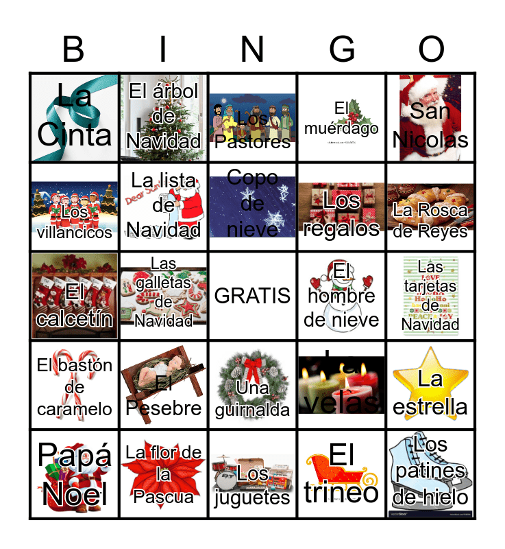Christmas Bingo(Spanish) Mrs. Forrest Bingo Card