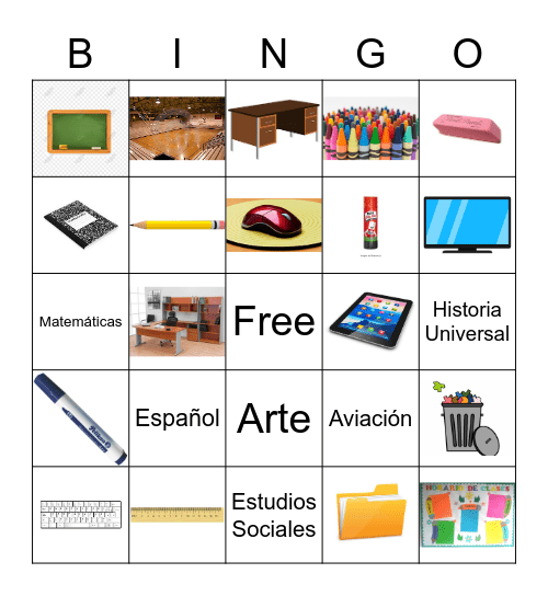 LA CLASE Y LOS UTILES ESCOLARES Bingo Card