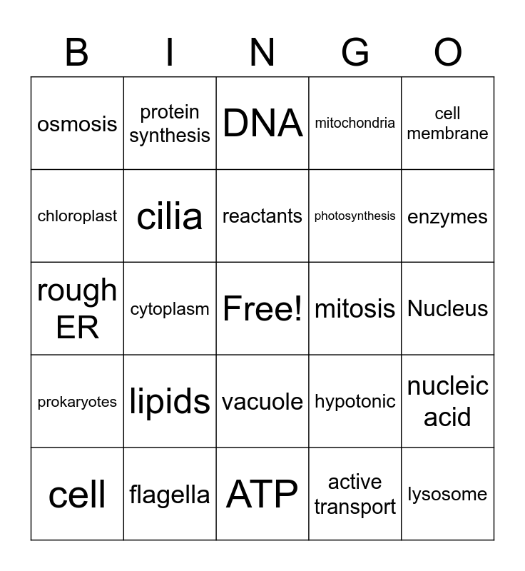 Cell BINGO Card