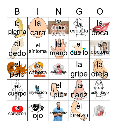 La Loteria - El Cuerpo Bingo Card