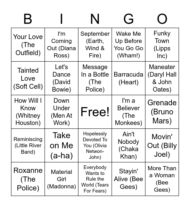 GINNY'S 60TH DJ BINGO Card