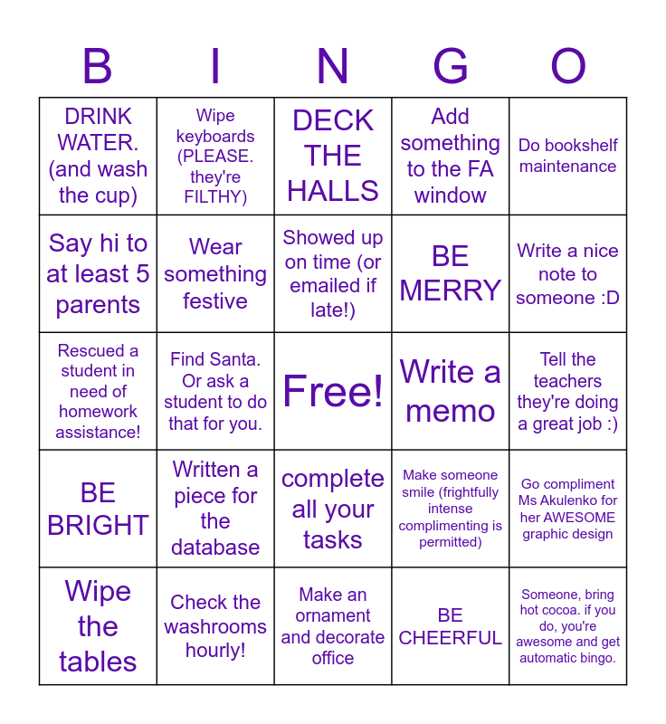 The BEST fa bingo sheet Bingo Card