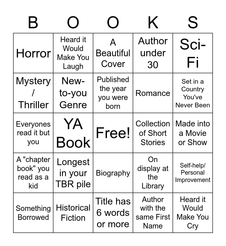 GSLC Book Bingo 2022 Bingo Card