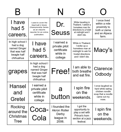 Trivia Bingo Card