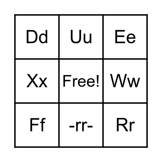 Sonido de Letras Bingo Card