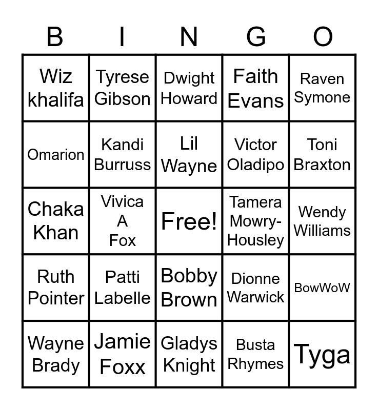 Masked Singer Bingo Card
