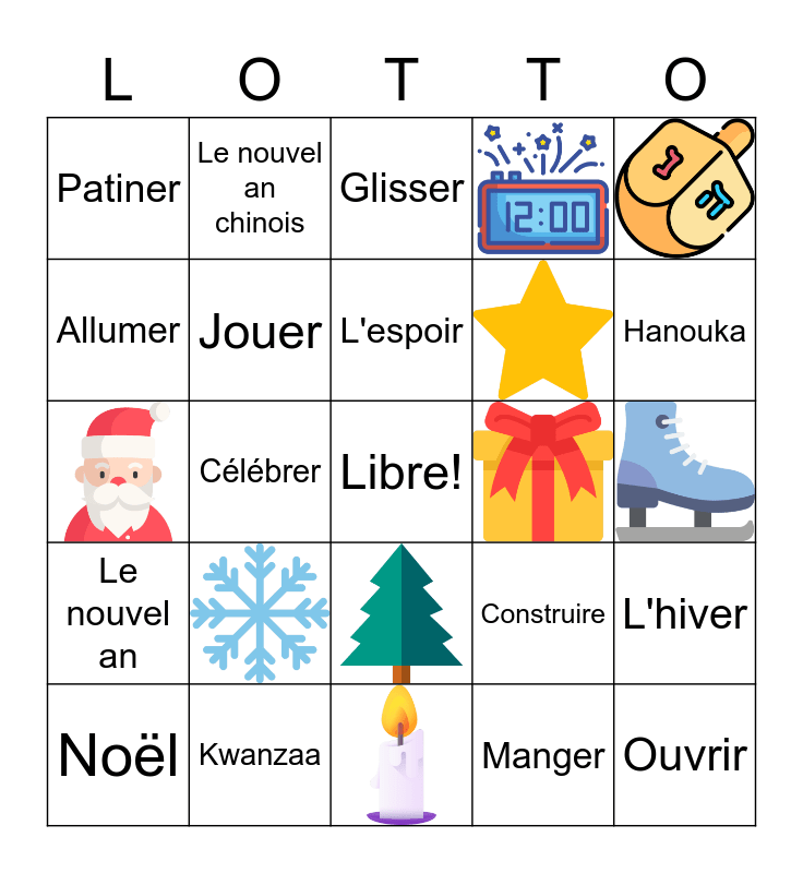 Les célébrations d'hiver! Bingo Card