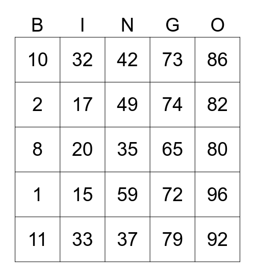 Finding the Percent of a Number Bingo Card