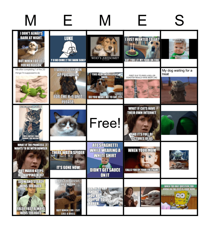 Meme Bingo Card