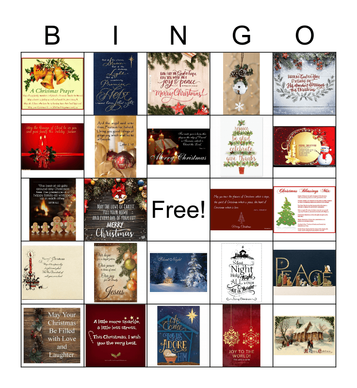 CHRISTIAN CHRISTMAS Bingo Card