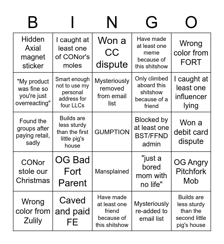 FORTGate Bingo Round 2 Bingo Card