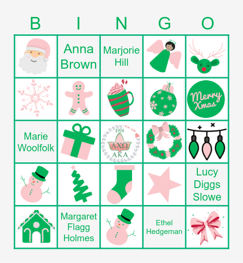 Lambda Chi Omega PrettyXmas Bingo Card