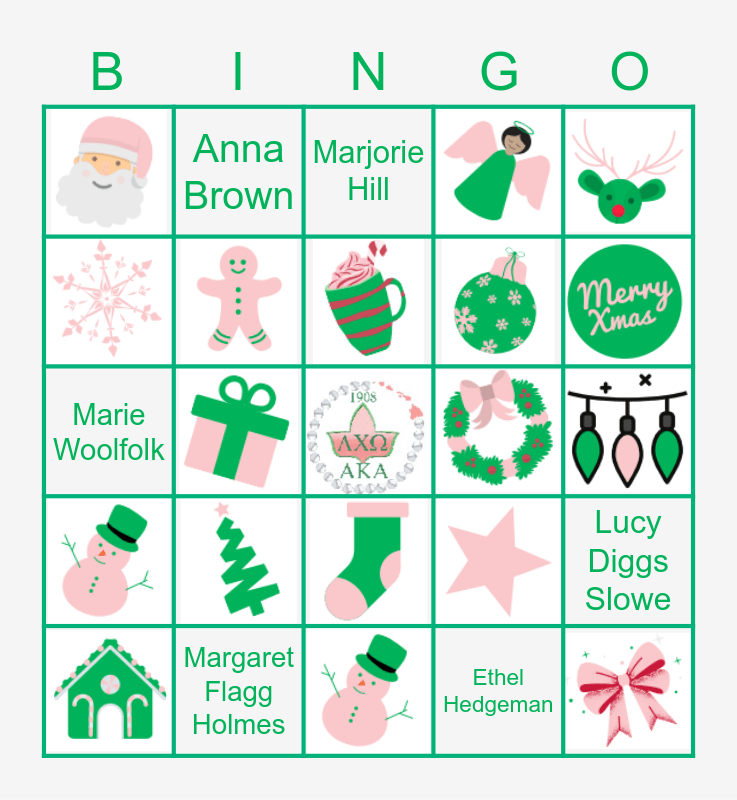 Lambda Chi Omega PrettyXmas Bingo Card