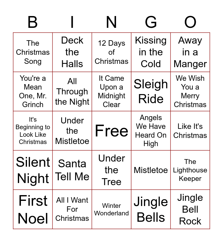 CHRISTMAS CAROLS Bingo Card